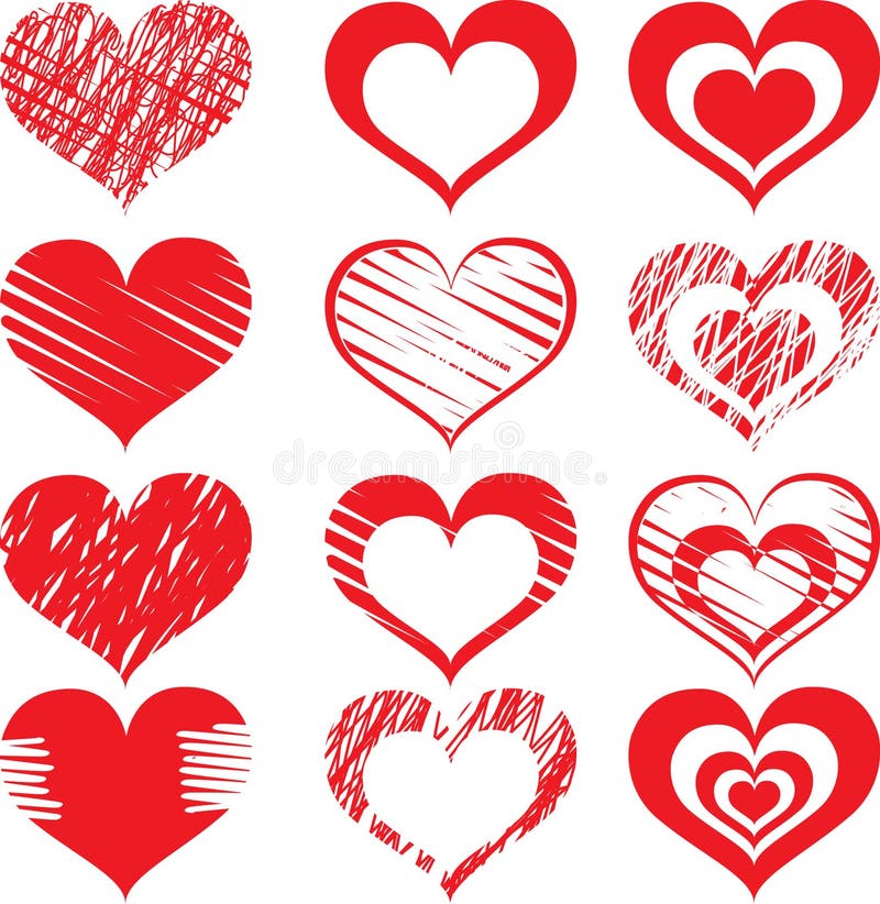 Red heart icon set2 stock vector. Illustration of vector - 85849235