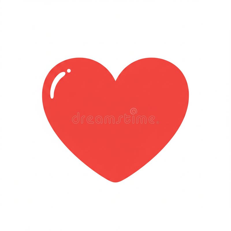 Red Heart Icon with a Smooth, Flat Design on a White Background. the ...