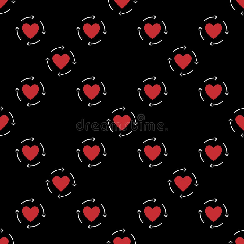 Red Heart Inside Arrows Vector Seamless Pattern - Background for ...