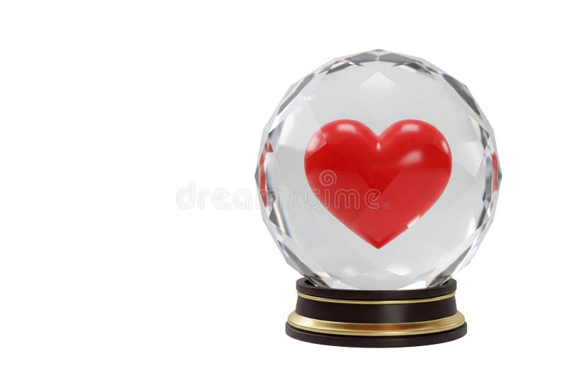 A Red Heart Inside a Crystal Ball. Space for Text. Stock Image - Image ...