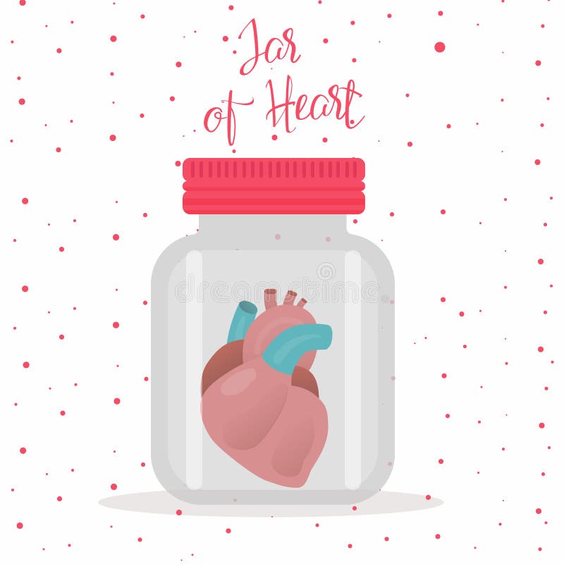 Red Heart Inside Glass Jar. Vector Illustration on White Background ...