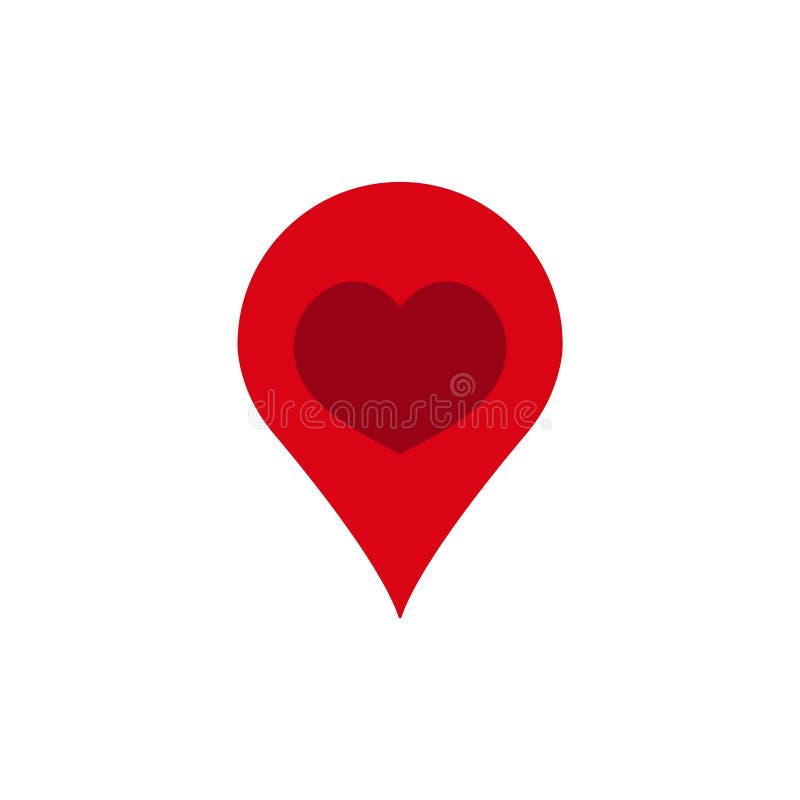 Red Heart Inside Location Marker Icon Symbolizing Love and ...