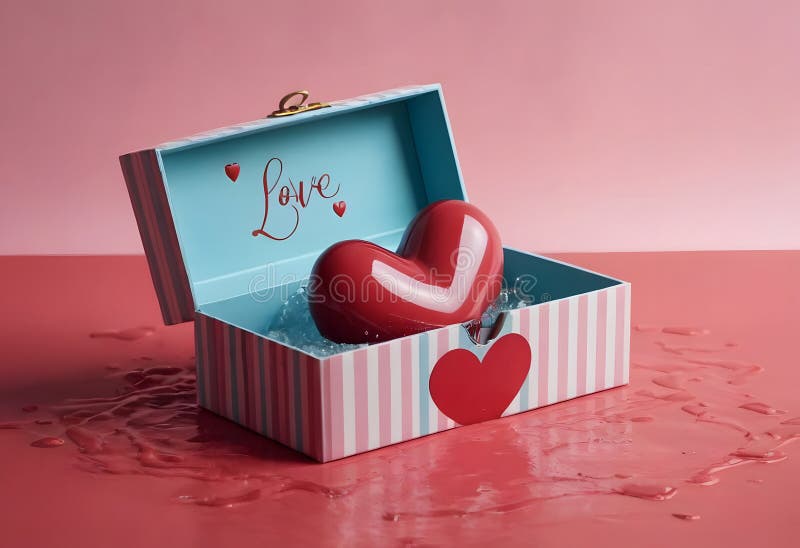 Red Heart Inside an Open Gift Box Stock Illustration - Illustration of ...