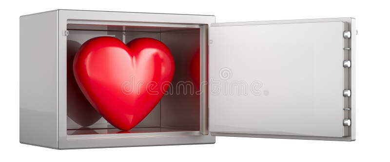 Red Heart Inside Safe with Combination Lock, 3D Rendering Stock ...