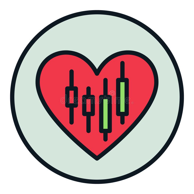 Red Heart and Investment Graph Inside Circle Vector Colored Icon or ...