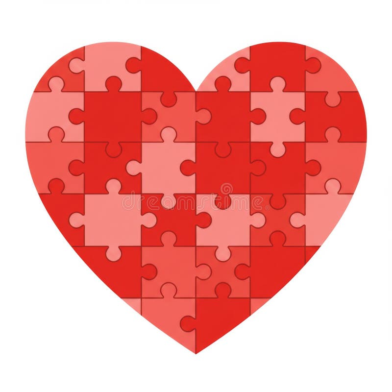 Red Heart Jigsaw Puzzle Pieces Stock Illustration - Illustration of ...