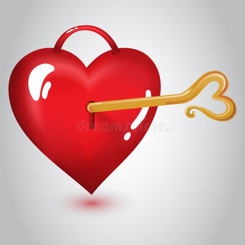Red heart with key stock vector. Illustration of keyhole - 36414653