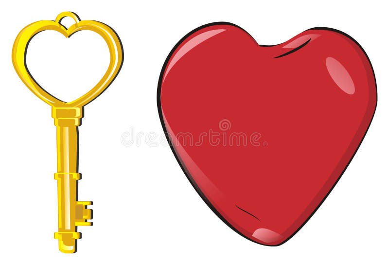 Red heart and key stock illustration. Illustration of isolated - 178582710
