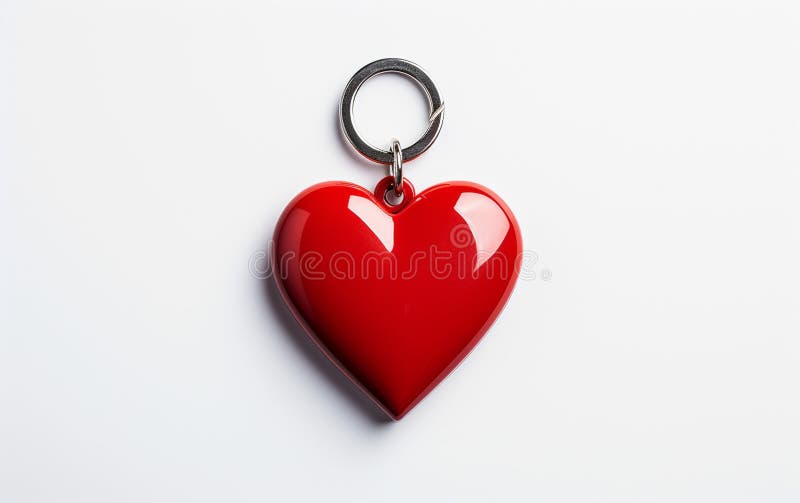 Red Heart Keychain White Background Stock Illustration - Illustration ...