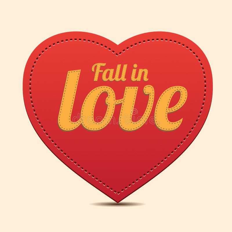 Red Heart Label - Fall in Love Vector Stock Vector - Illustration of ...