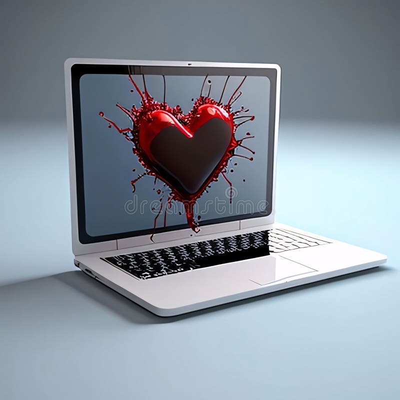 A Red Heart on a Laptop Screen. Heart As a Symbol of Affection and ...