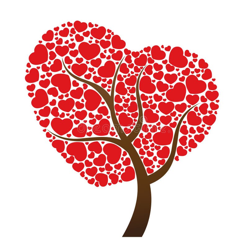Red Heart Leaf and Tree Vector Design Stock Vector - Illustration of ...