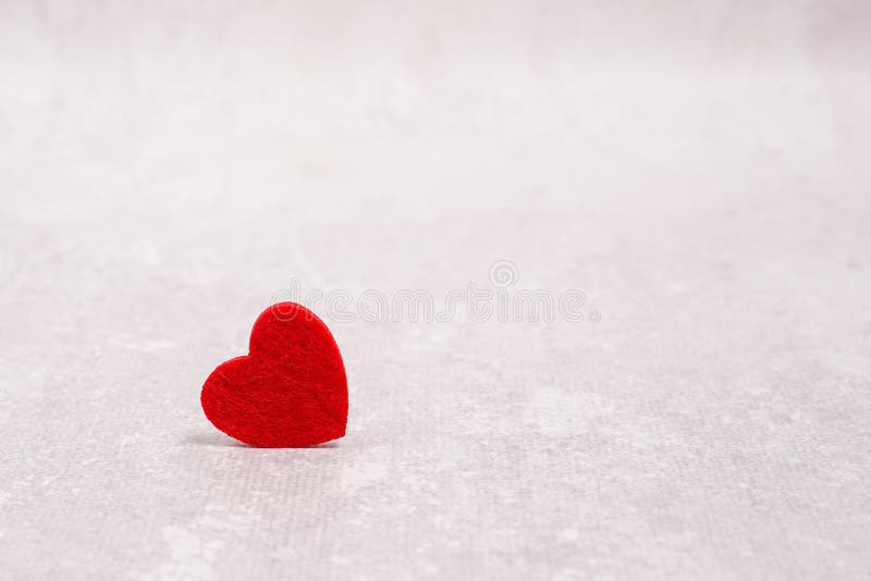 Red Heart on Light Gray Concrete Background. Space for Text Stock Image ...