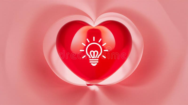 Red Heart with Lightbulb Icon, Love, Idea, High Quality Image Stock ...