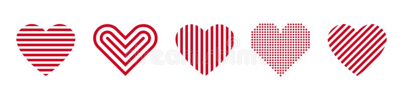 Red Heart Linear Icons. Vector Isolated Set of Line Heart Set. Love ...
