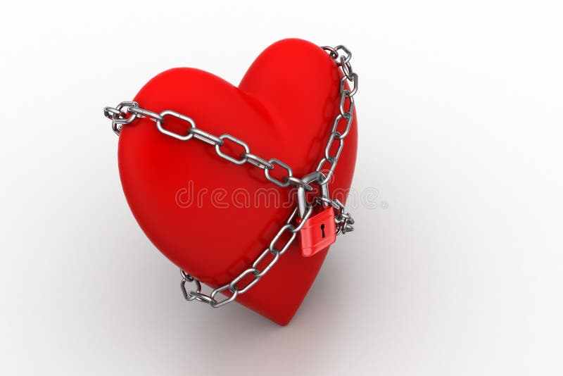 Red Heart Locked with Chain. Love Concept. Stock Illustration ...