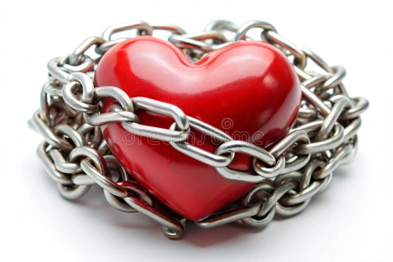 Chained Red Heart. Love and Passion Concept Stock Illustration ...