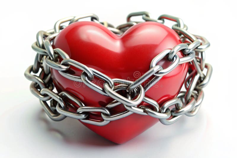 Chained Red Heart. Love and Passion Concept Stock Illustration ...