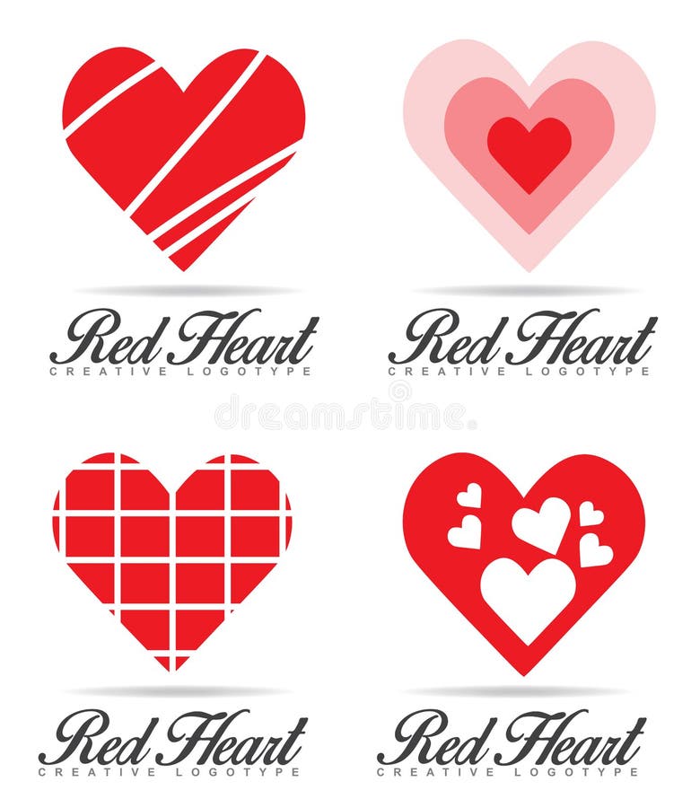 Red heart logo set stock illustration. Illustration of design - 48374331