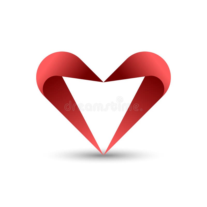 Red Heart Logo White Background, Featuring Sharp Red Ribbons Forming ...