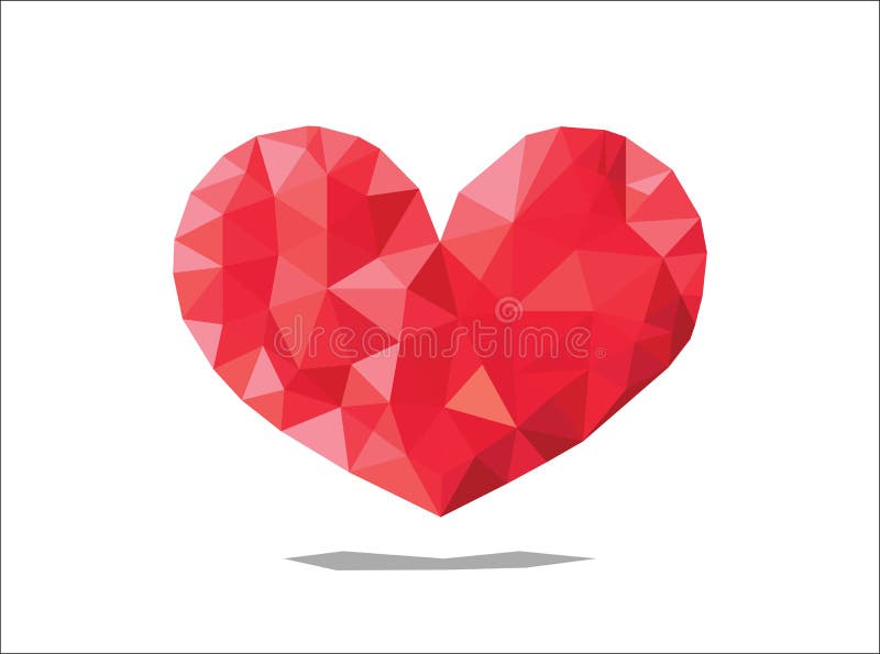 Red Heart Low Poly Style with Shadow Stock Illustration - Illustration ...