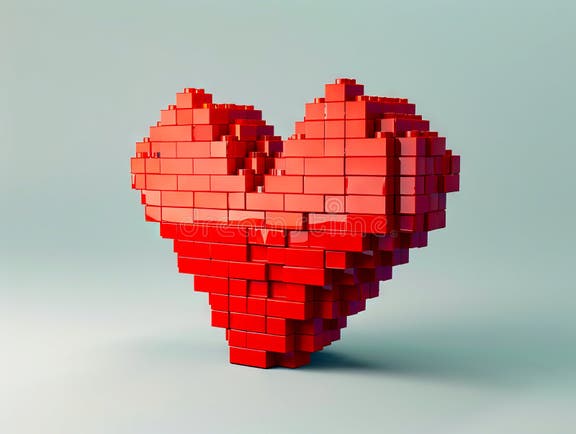 A red heart made of bricks stock photo. Image of heart - 318258206