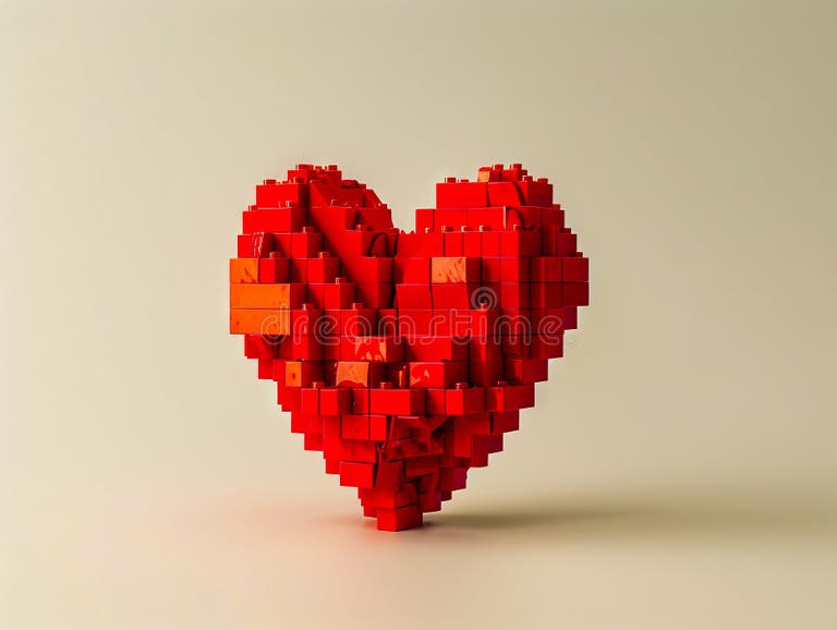 A Red Heart Made of Lego Bricks Stock Photo - Image of puzzle, heart ...