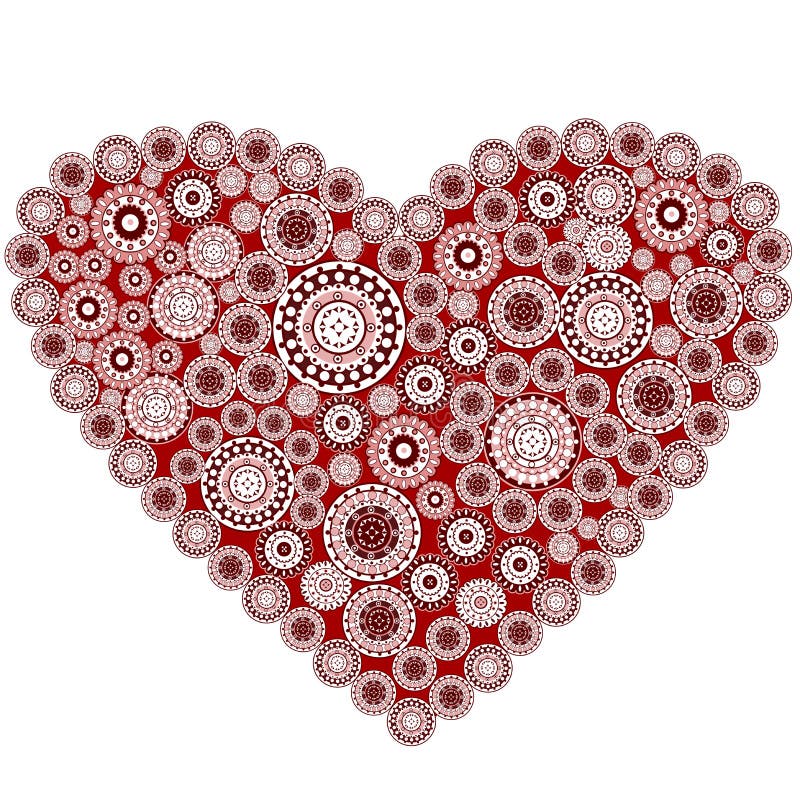 Red Heart Made by Oriental Motifs Stock Illustration - Illustration of ...