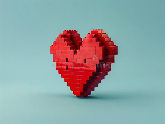 A Red Heart Made of Pixel Blocks Stock Image - Image of creative ...