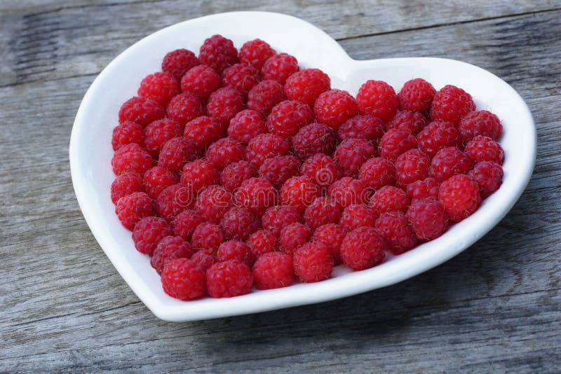 Red Heart Made of Raspberry. Stock Photo - Image of gift, laid: 109145862