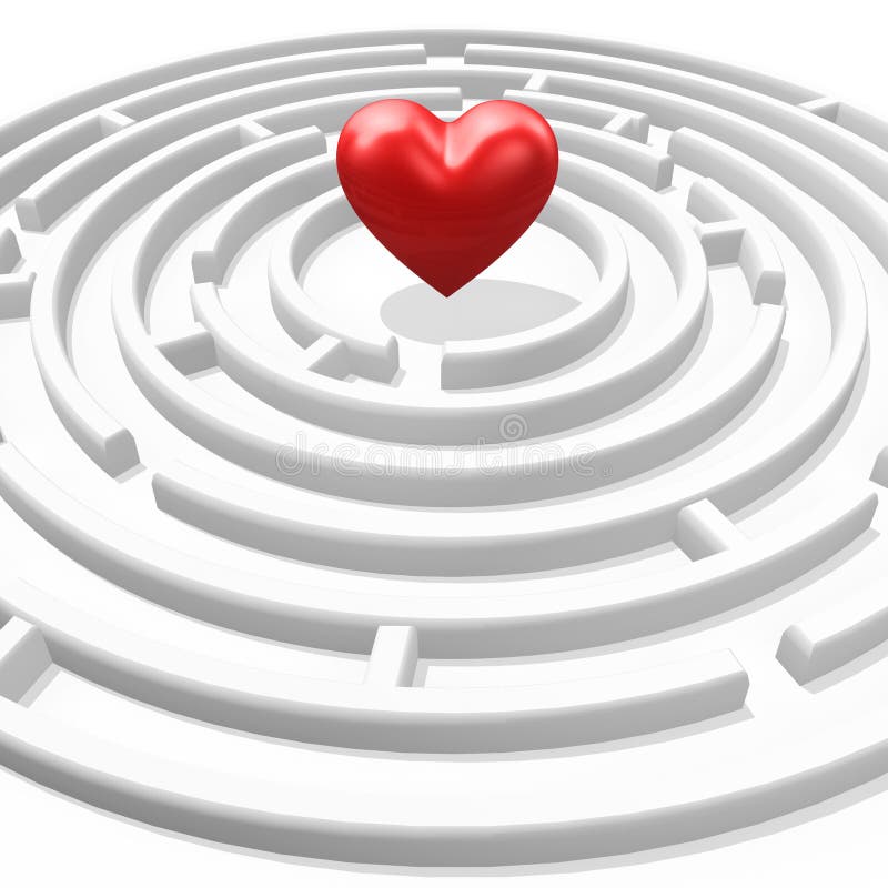 Red heart in maze stock illustration. Illustration of puzzle - 2564041