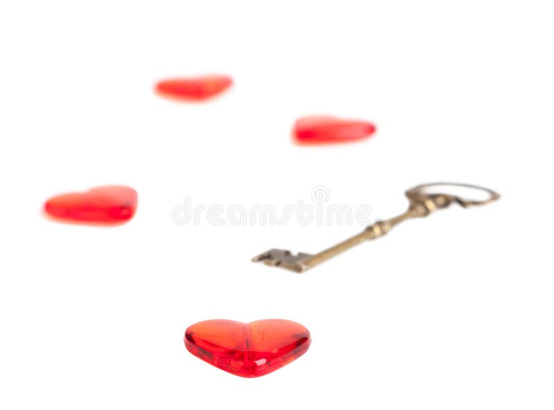 Red Heart with a Metal Key on White. Stock Photo - Image of decoration ...
