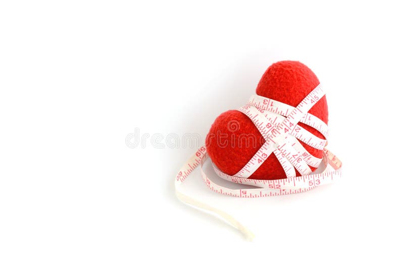 Red Heart with Meter Curling Around Stock Photo - Image of dieting ...
