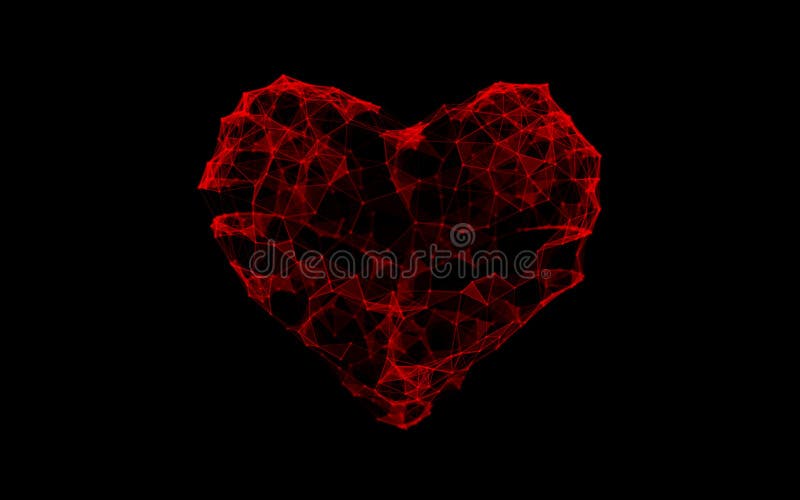Red Heart Molecules Atom Composition with Particles Triangles 3d ...