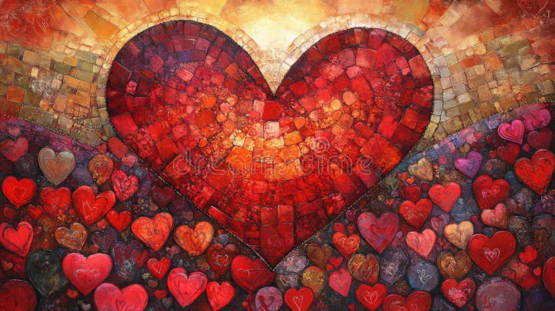 Red Heart Mosaic Abstract Art Background Stock Illustration ...