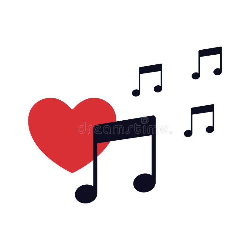 Red Heart with Musical Note Isolated Icon Stock Vector - Illustration ...
