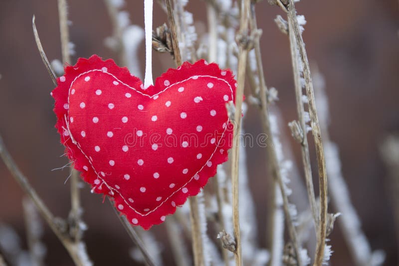Red Heart in Nature Decoration Stock Image - Image of retro, snow: 85261589