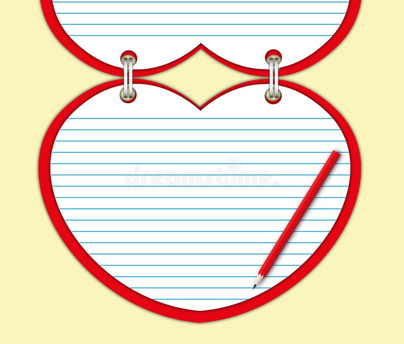 Red heart note pad stock illustration. Illustration of binder - 23127589