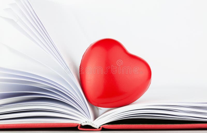 Red Heart on the Open Book with Red Cover Stock Photo - Image of heart ...
