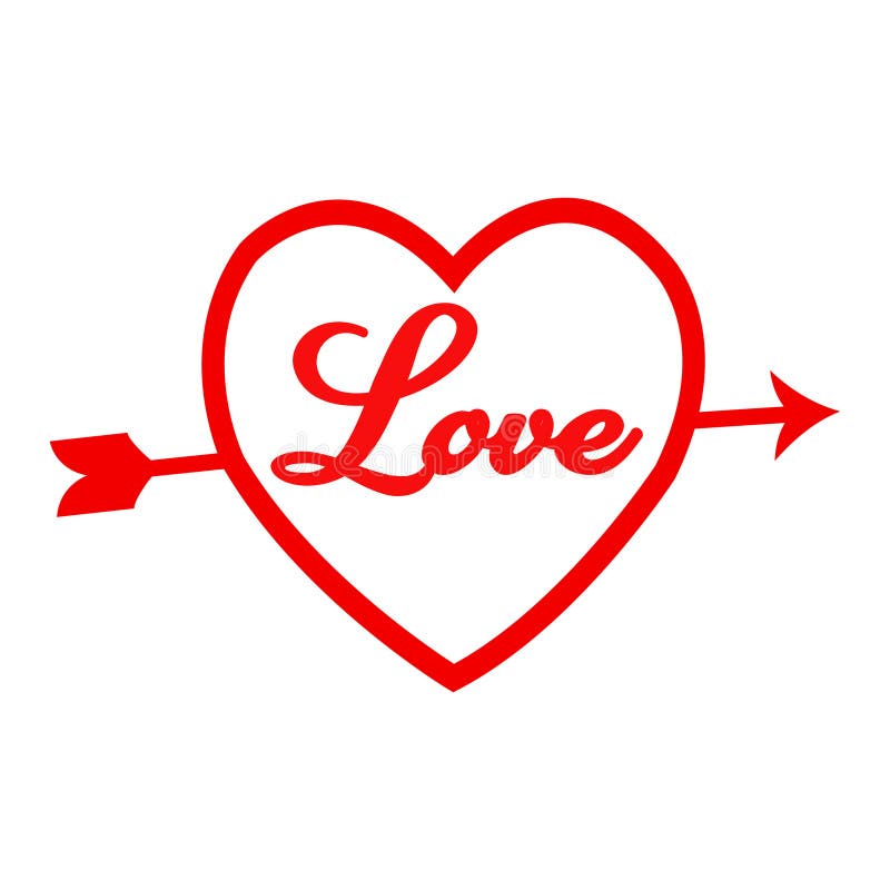 A Red Heart Outline with the Word "Love" in Cursive Script Inside it ...