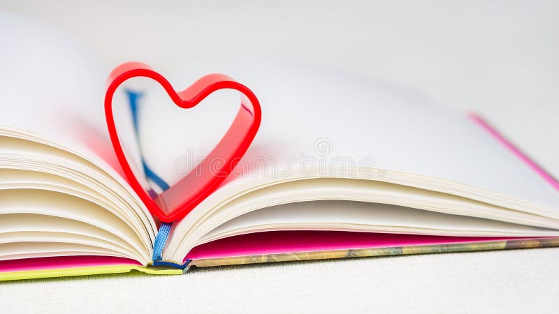 Red Heart Over Diary Book on White Table Stock Photo - Image of poem ...
