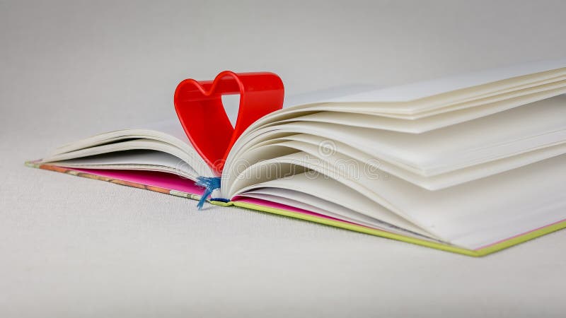 Red Heart Over Diary Book on White Table Stock Image - Image of blur ...