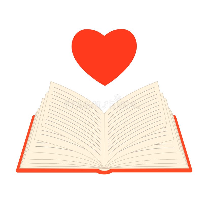 Red Heart Over the Pages of an Open Book Stock Vector - Illustration of ...