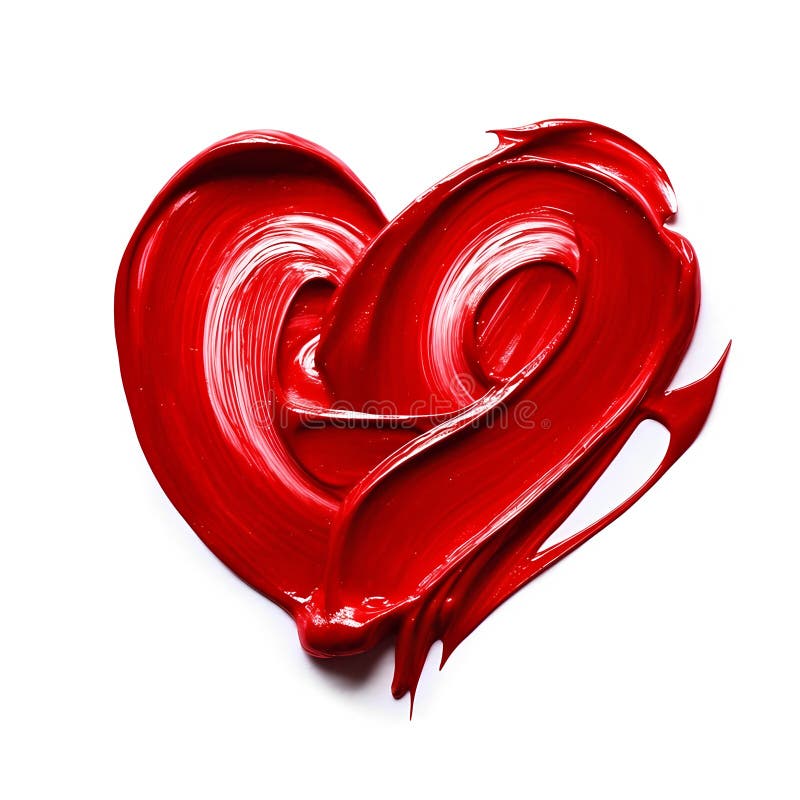 Red Heart Painted with Paint on White Background Stock Image - Image of ...