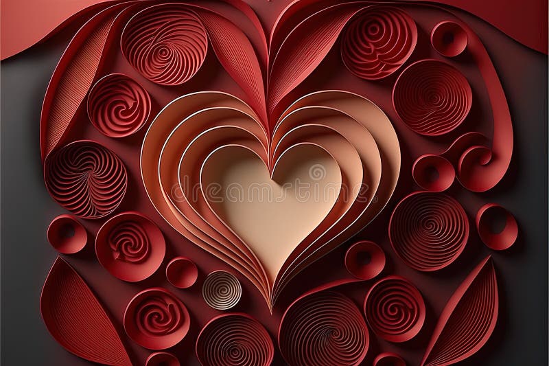 Red Heart Paper Cut Celebration Valentines Day. Generative AI Stock ...