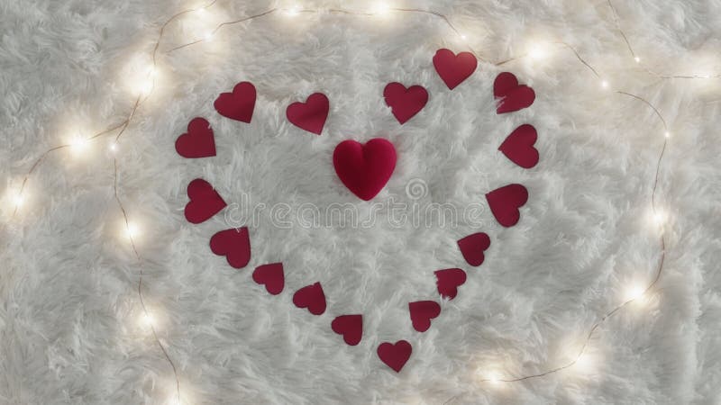 Red Heart with Paper on Snow White Carpet Stock Video - Video of love ...