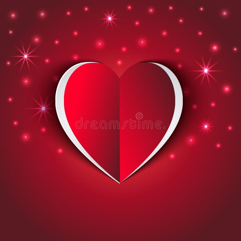 Red Heart Paper Sticker with Shadow Stock Vector - Illustration of ...