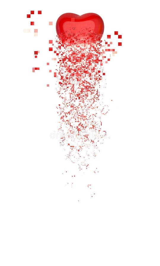 Red Heart - Particle Disintegration Stock Illustration - Illustration ...