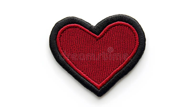 Red Heart Patch with Black Border for Decoration Stock Illustration ...