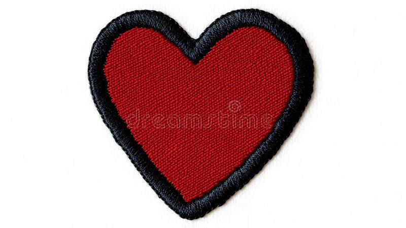 Red Heart Patch with Black Outline Stock Image - Image of black, style ...